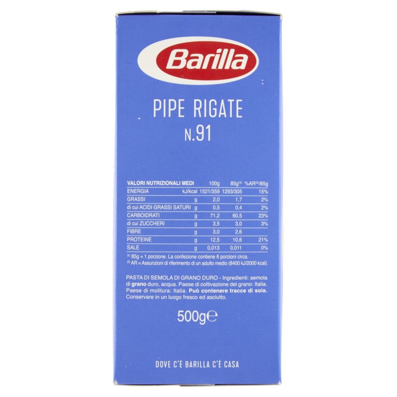 Pipe Rigate n.91 - Barilla - 500g | Hills Rebels